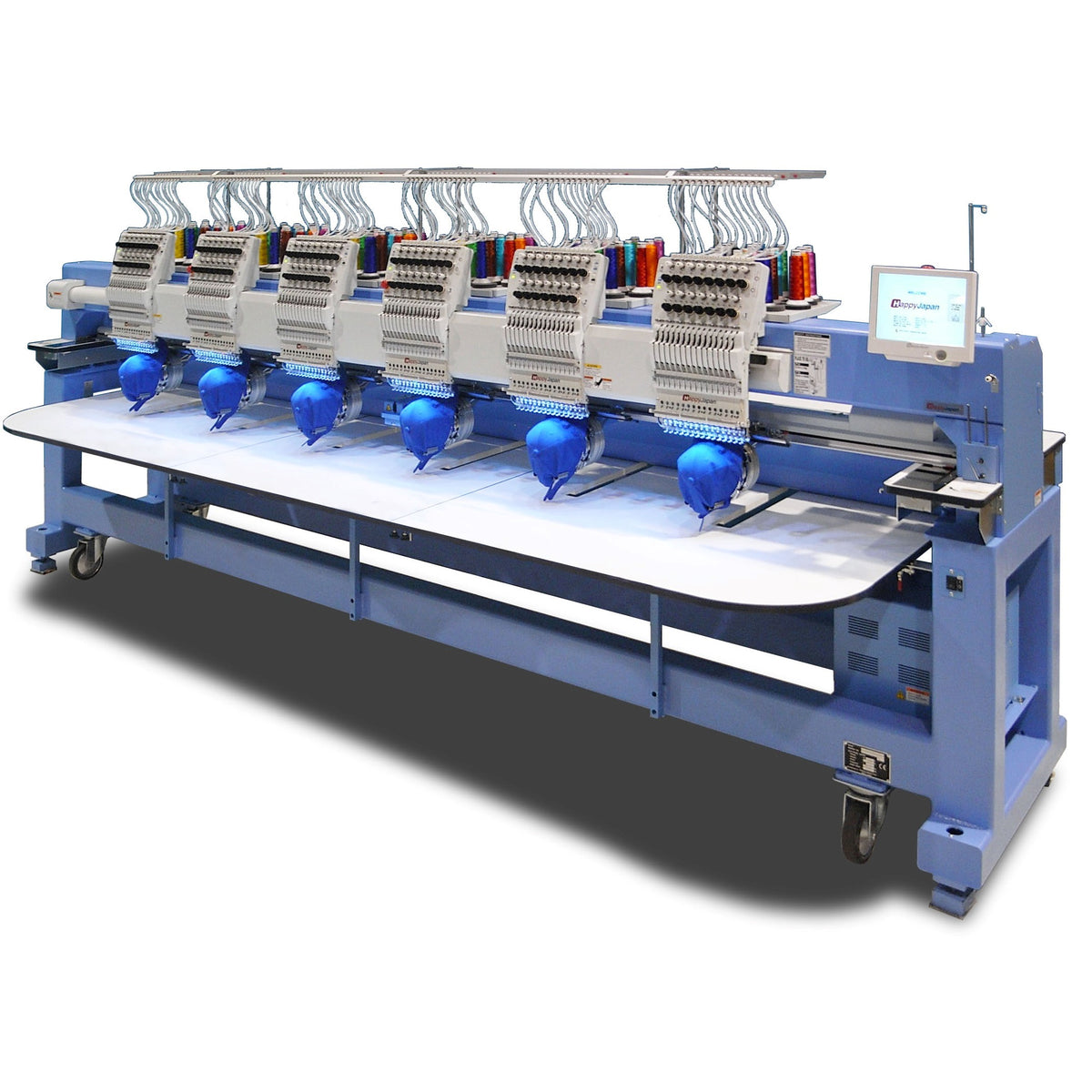 HappyJapan HCR3-X1506-45 6 Head 15 Needle Industrial Embroidery Machin ...
