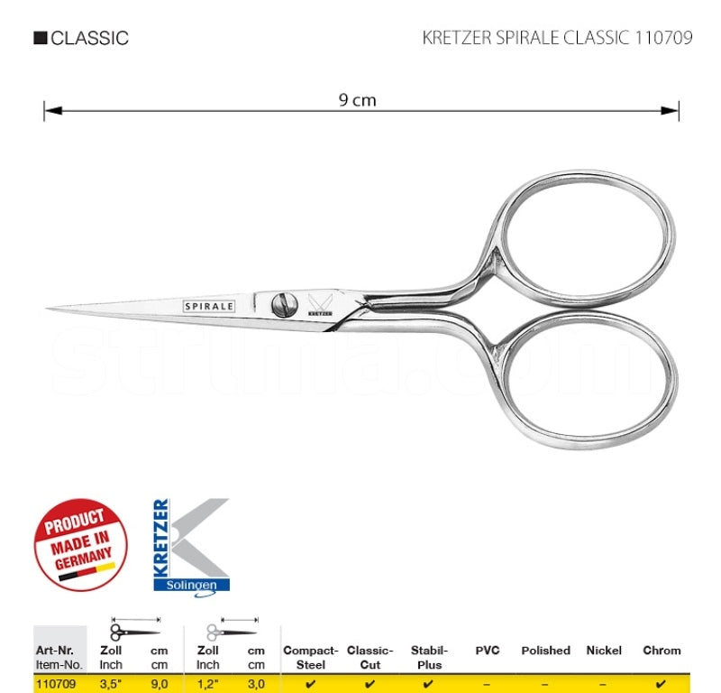 Kretzer 110709 Classic Embroidery Scissors -3.5 inch/9cm – www.moonirah.com